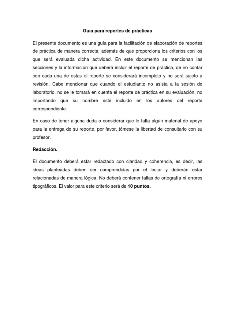 Guía Para La Elaboración De Reportes De Prácticas De Laboratorio Pdf