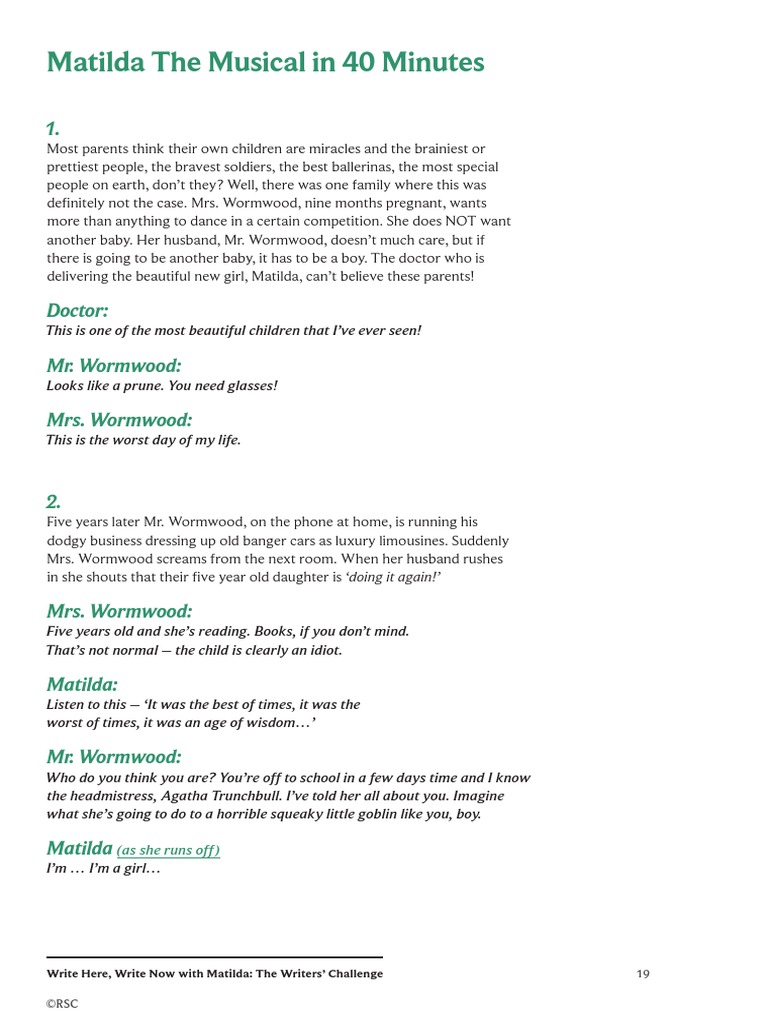 Matilda The Musical in 40 Minutes | PDF | Leisure