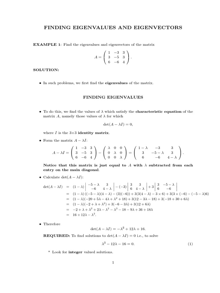 Eigen Values | PDF | Eigenvalues And Eigenvectors | Matrix (Mathematics)