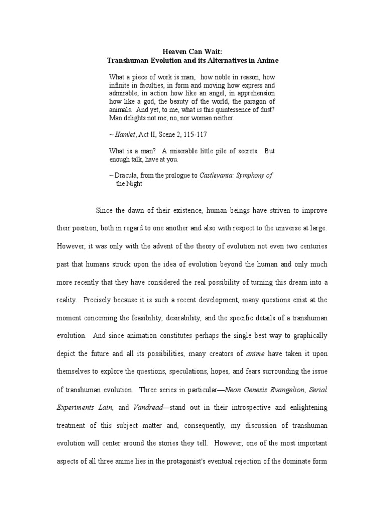 Heaven Can Wait - Transhuman Evolution in Anime | PDF | Transhumanism ...