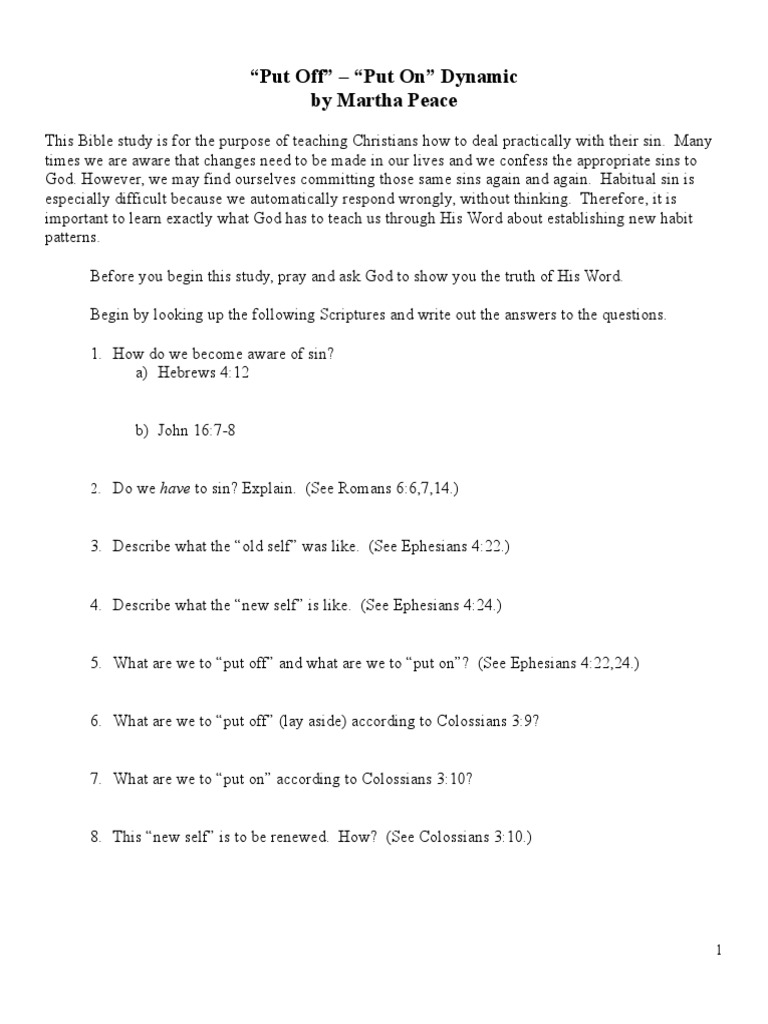 Put Off-Put On Bible Study | PDF | Sin | Monotheism