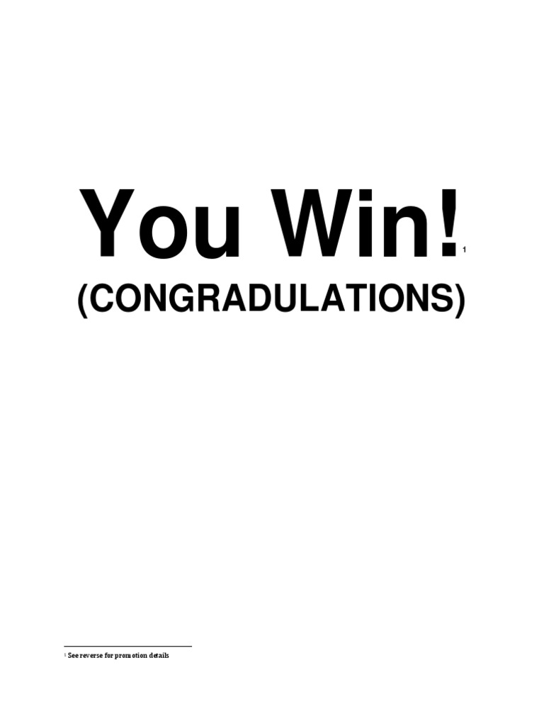 You Win!: (Congradulations) | PDF | Fine Print | Music Industry