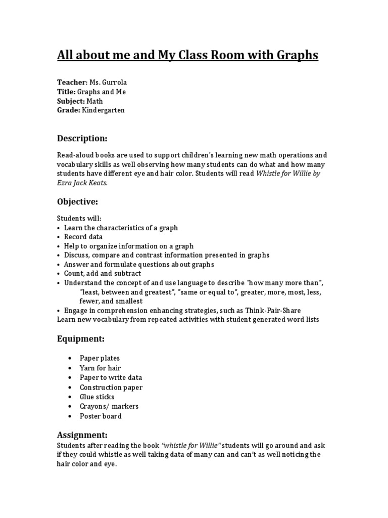 All About Me Graphs for Kindergarten | PDF