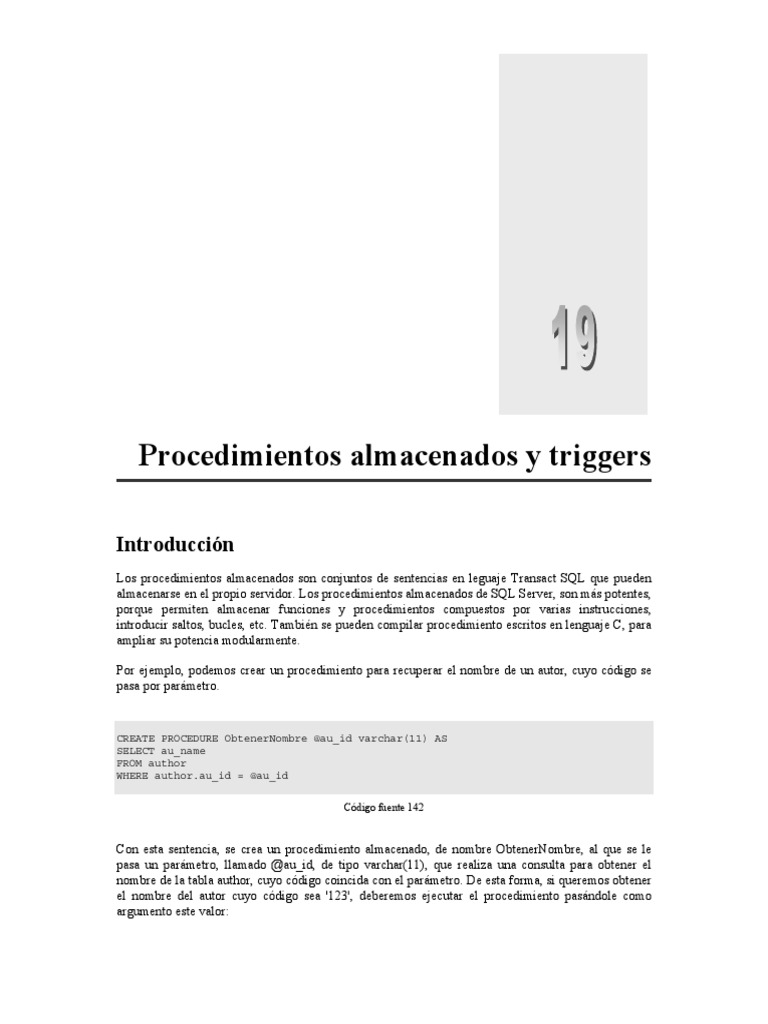 Procedimientos Almacenados y Triggers | PDF | SQL | Servidor SQL de Microsoft