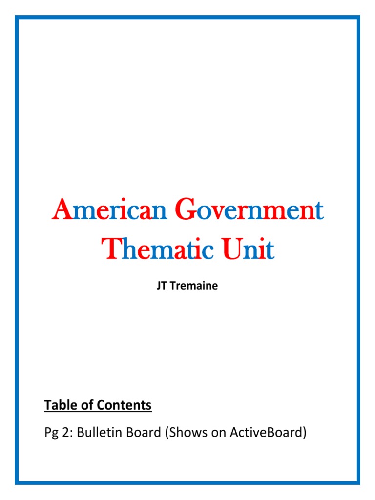 Thematic Unit - American Government | PDF | United States Constitution ...