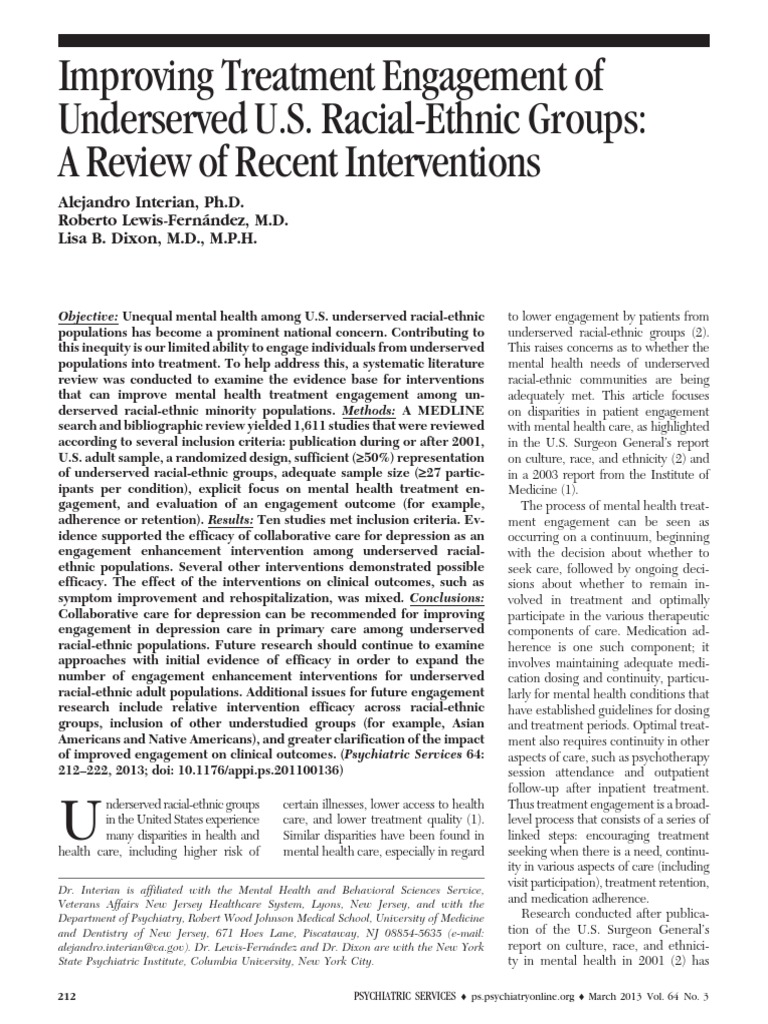 Improving Treatment Engagement | PDF | Major Depressive Disorder ...