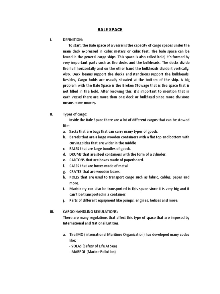 Bale Space | PDF | Cargo | Port