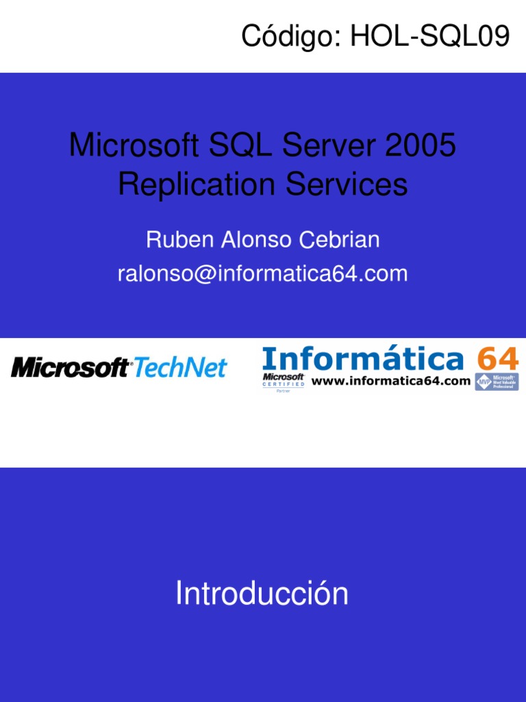 Replicacion SQL Server 2005 | PDF | Servidor SQL de Microsoft | Tabla ...
