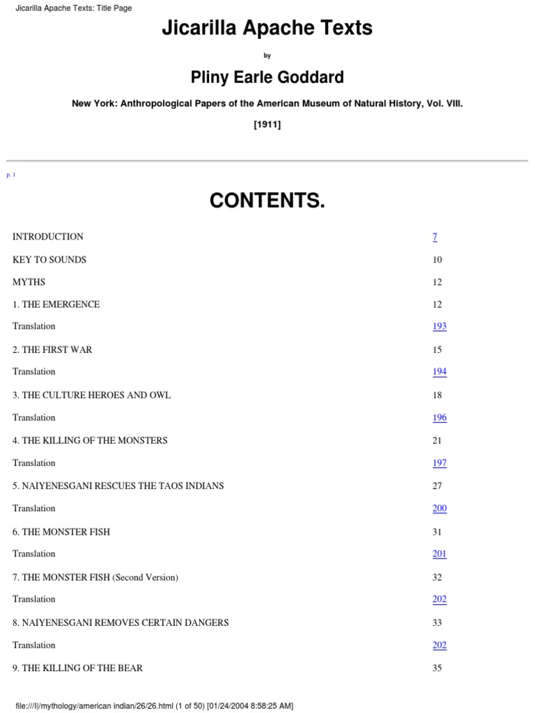 Jicarilla Apache Texts PDF | PDF