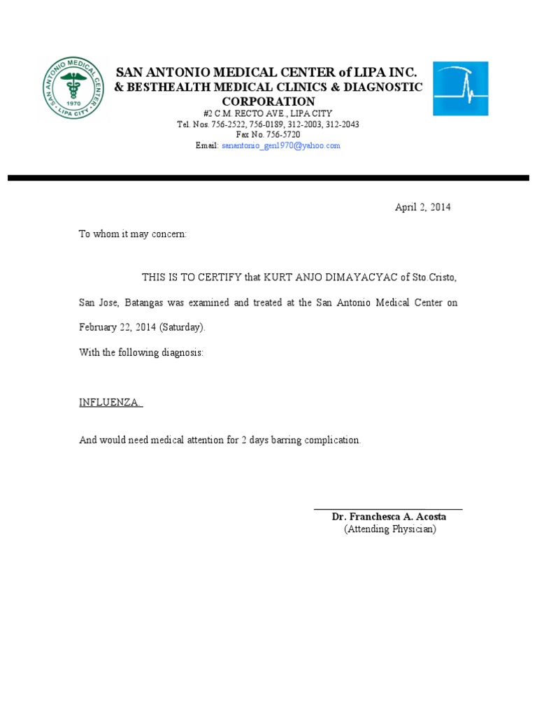 Medical Certificate | PDF