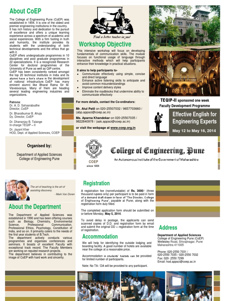 Coep FDP Brochure | PDF | Academia | Science And Technology