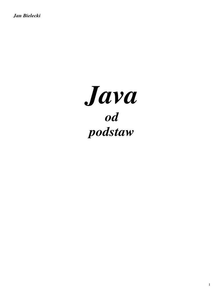 Jan Bielecki Java Od Podstaw PDF | PDF