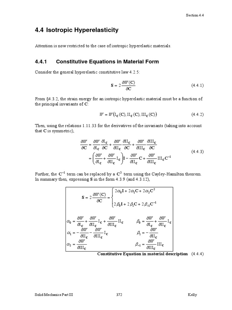 Elasticity 04 Isotropic Hyperelasticity | PDF | Deformation (Mechanics) | Eigenvalues And ...