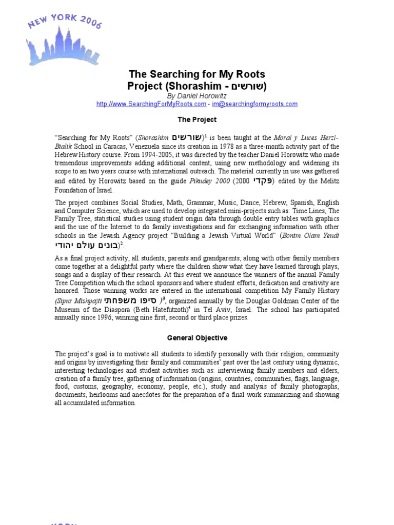 Searching For My Roots Project Syllabus IAJGS 2006 | PDF | Jews | Community