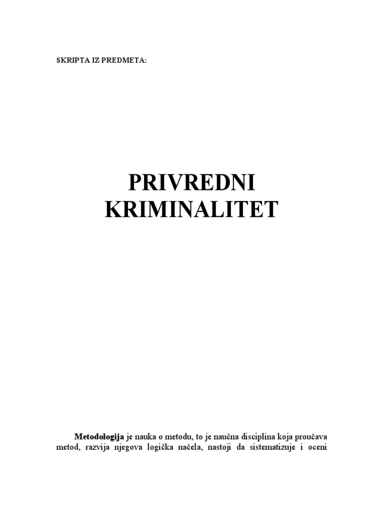 Privredni Kriminal skripta