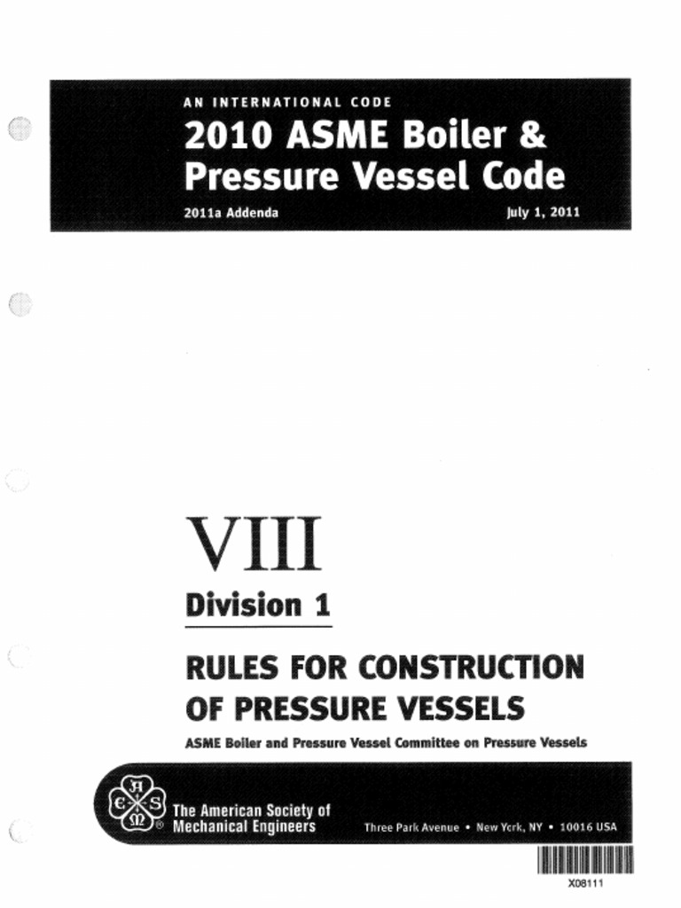 ASME BPVC 2010 - VIII - Division 1 - Rules For Construction of Pressure ...
