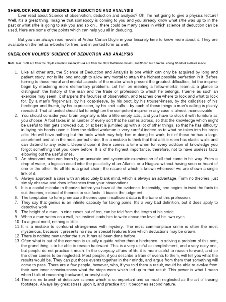 SHERLOCK HOLMES - Science of Deduction and Analysis | Sherlock Holmes ...