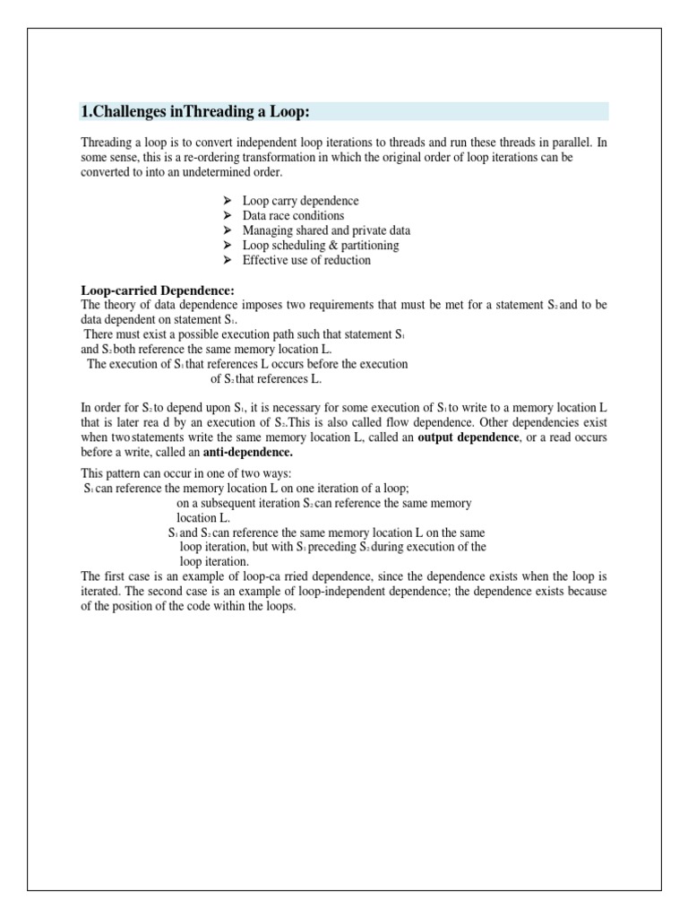 Challenges InThreading A Loop - Doc1 | PDF | Thread (Computing ...