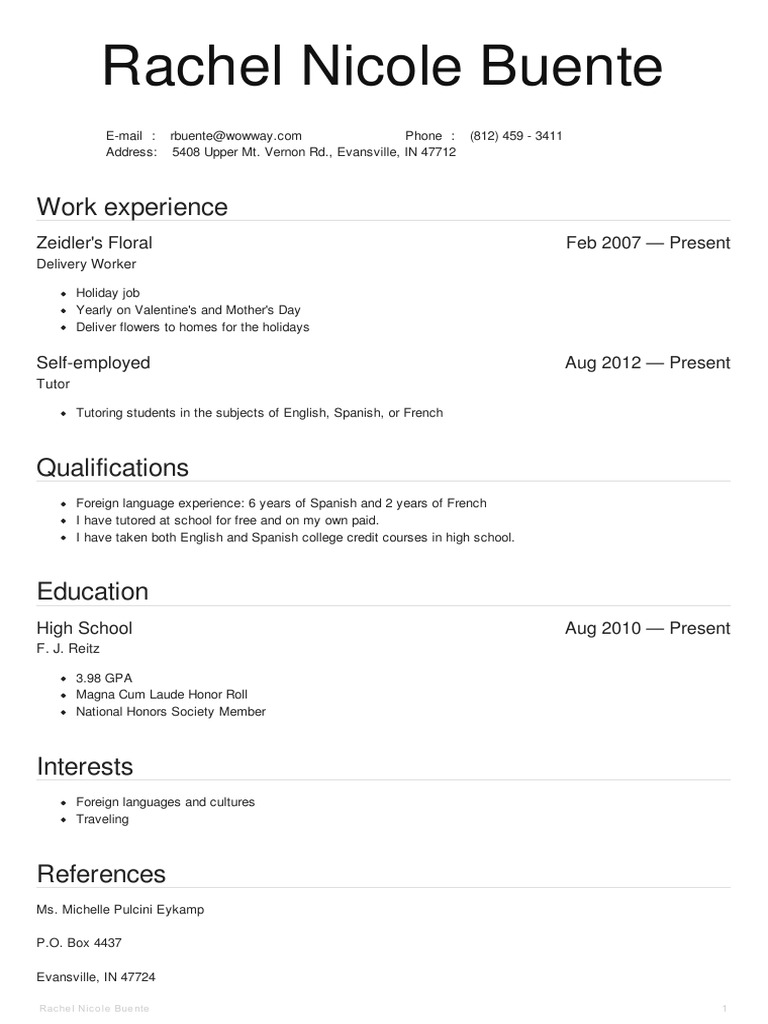 Rachel Buente's Resume Overview | PDF
