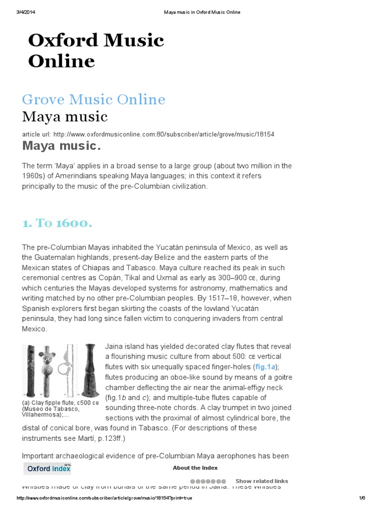Maya Music in Oxford Music Online | PDF | Maya Civilization | Chiapas