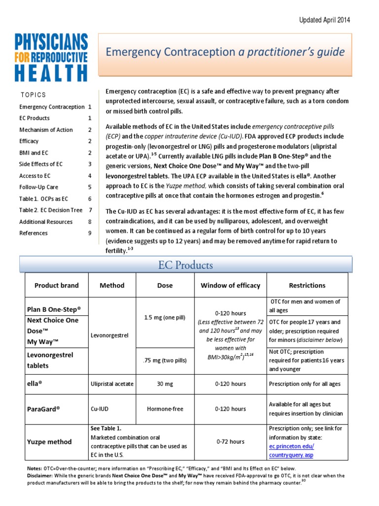 Emergency Contraception: A Practitioner's Guide | PDF | Midwifery ...