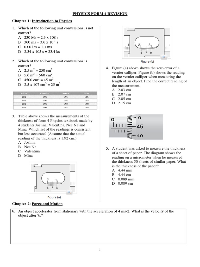 Physics Form 4 Revision | PDF | Lens (Optics) | Pressure
