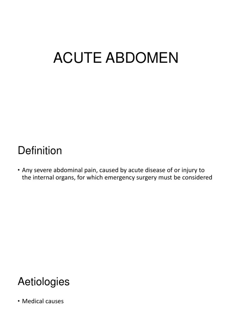 Acute Abdomen | PDF | Stomach | Digestive Diseases