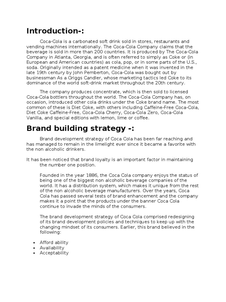 Coca-Cola's Brand Development Strategies | PDF | Coca Cola | The Coca ...