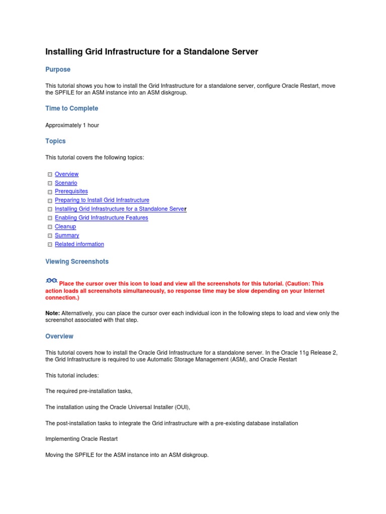 Configuring Oracle Grid Infrastructure For A Standalone Server With Automatic Storage Management