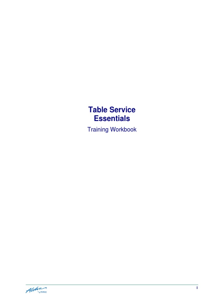 Aloha TableService - Essentials - Workbook | PDF | Point Of Sale | Menu