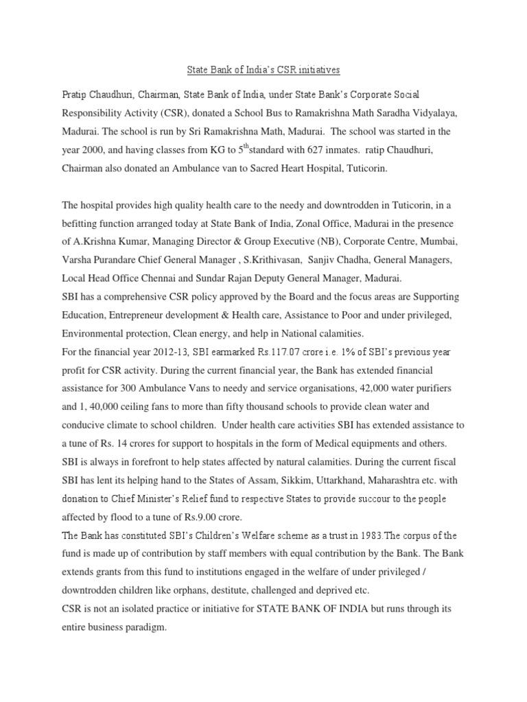 CSR in Indian Banking Sector | PDF