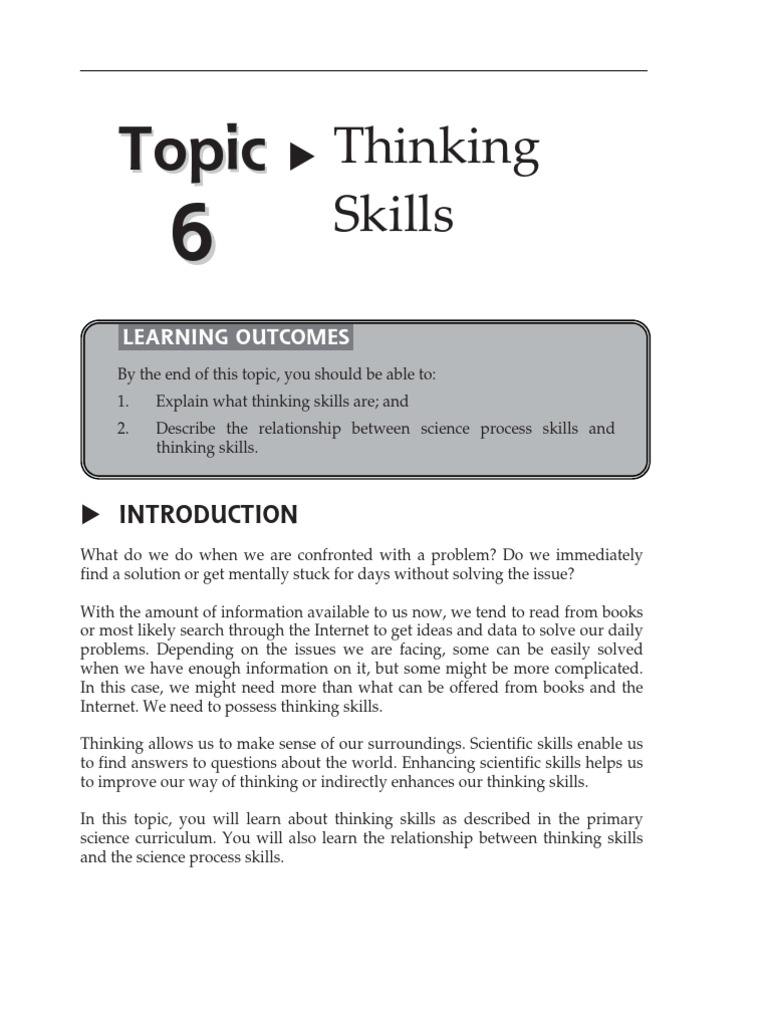 Topic 6 Thinking Skills | PDF | Scientific Method | Thought