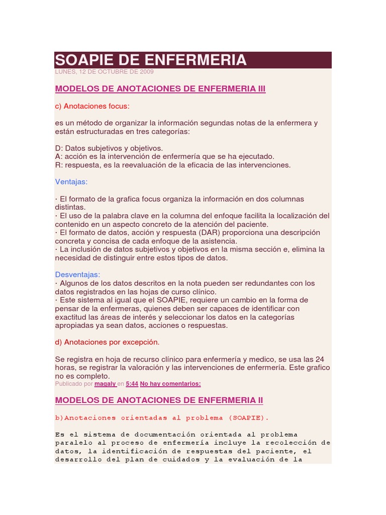 Soapie de Enfermeria | Descargar gratis PDF | Enfermería | Cuidado de ...