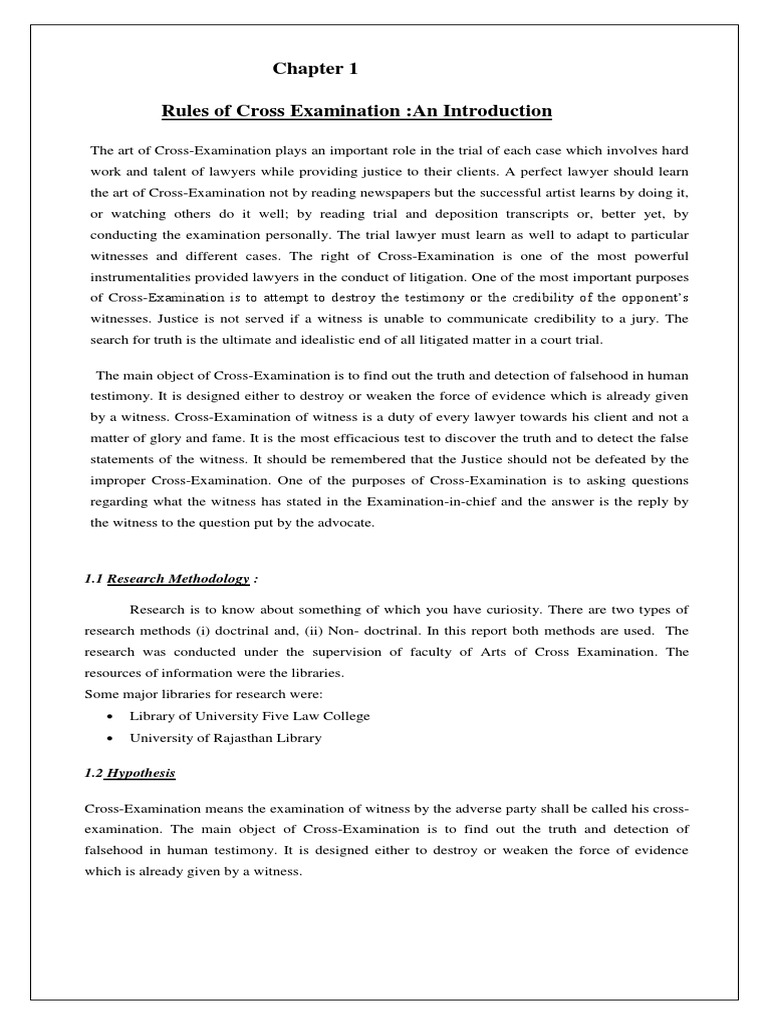 Introduction | Cross Examination | Witness