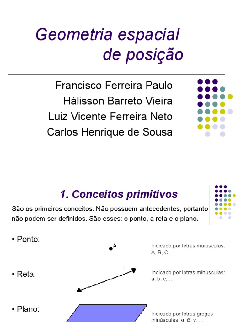Geometria espacial de posição | Plano (Geometria) | Linha (Geometria)