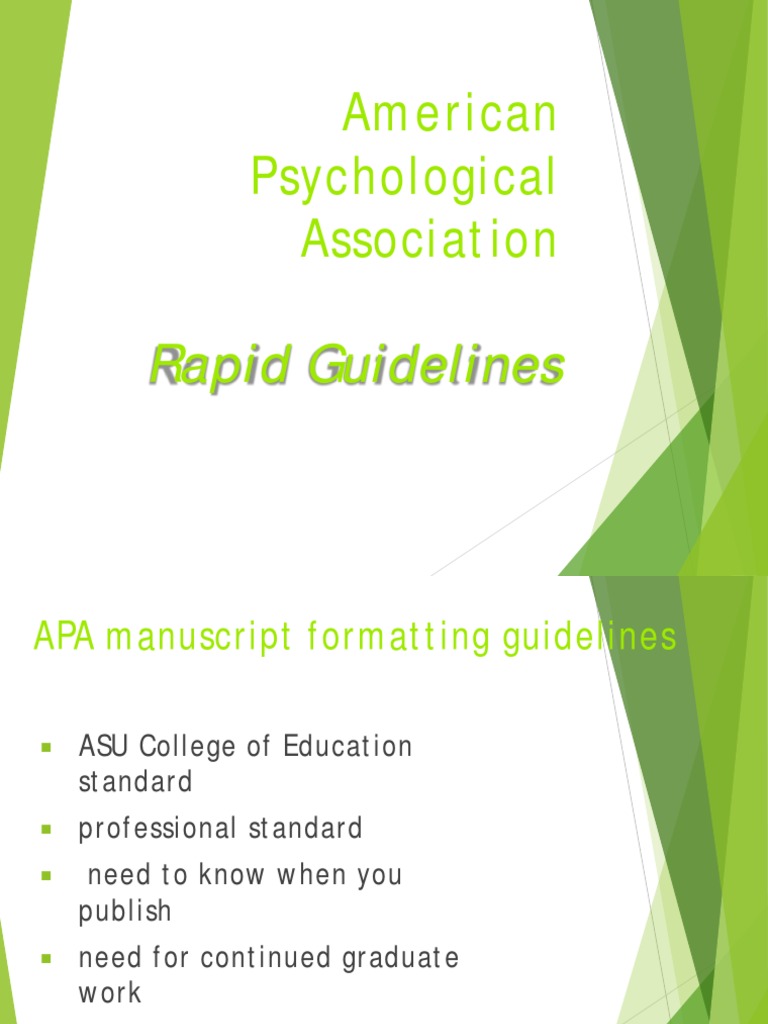 American Psychological Association Rapid Guidelines | PDF | American ...