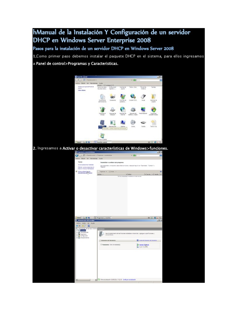 Manual de La Instalación Y Configuración de Un Servidor DHCP en Windows Server Enterprise | PDF ...