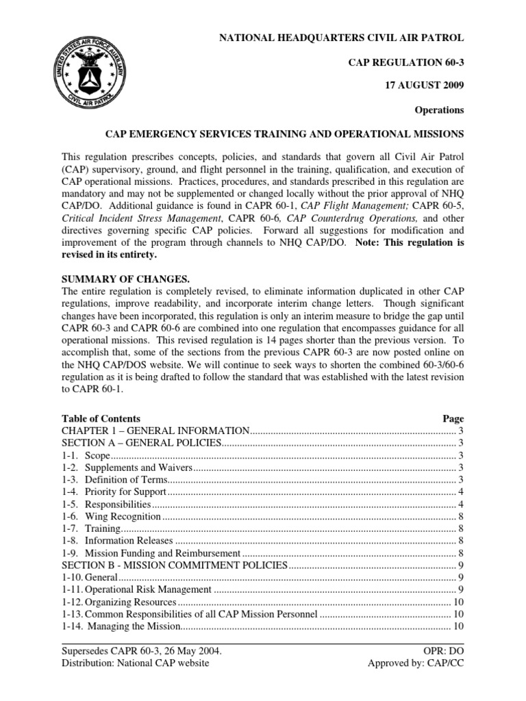 CAP Regulation 60-3 - 08/17/2009 | Download Free PDF | Incident Command ...