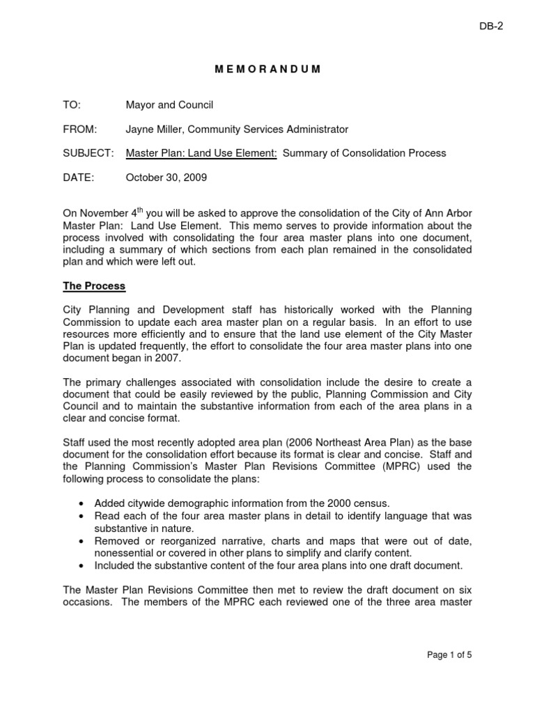 Memo Master Plan 11-05-09 | PDF | Zoning | Map