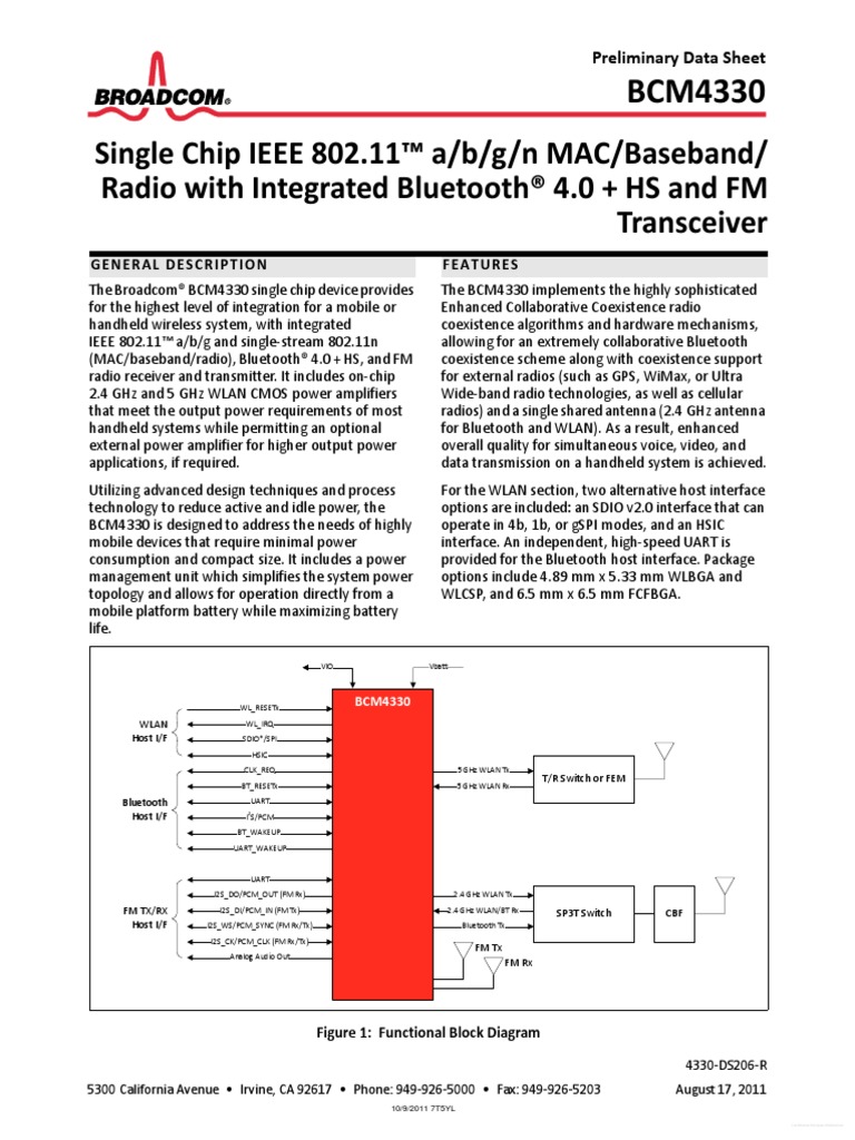 Data Sheet | Bluetooth | Ieee 802.11