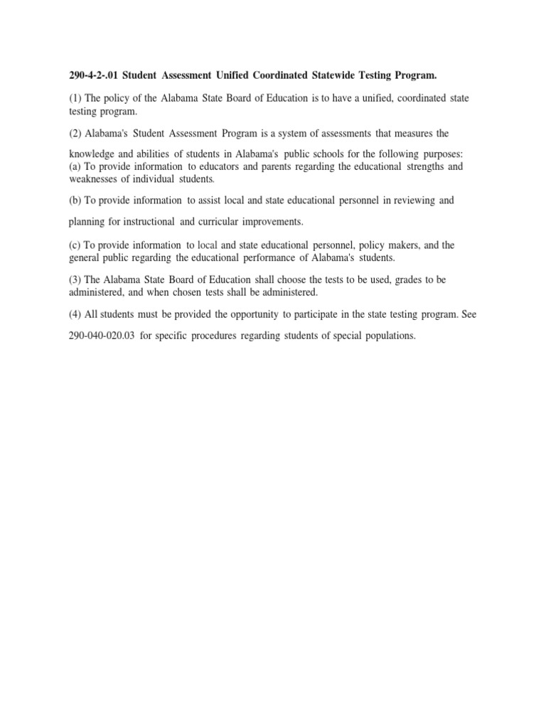 Alabama Student Assessment Program Overview | PDF | Business