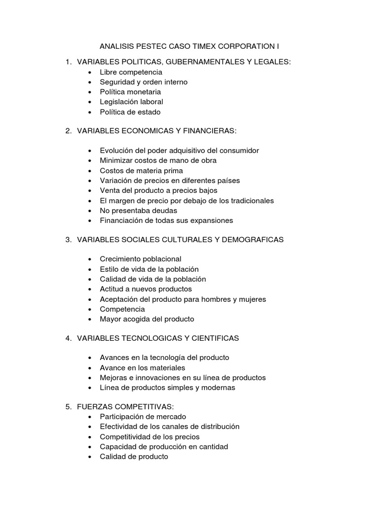 Analisis Pestec Caso Timex Corporation I | PDF