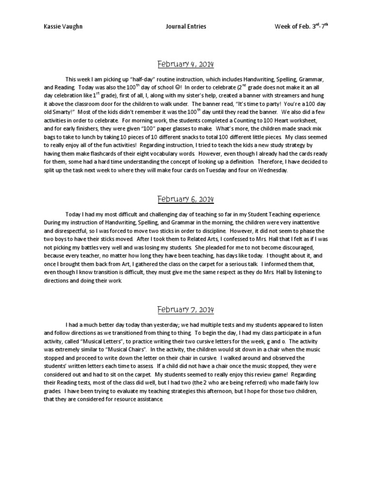 Student Teaching Journal: Week of Feb 4 | PDF | Applied Psychology ...