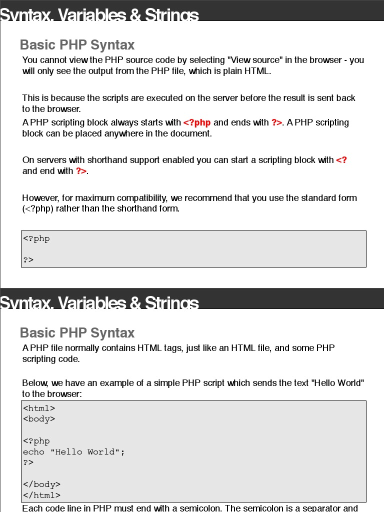 Basic PHP Syntax | PDF | Php | Variable (Computer Science)