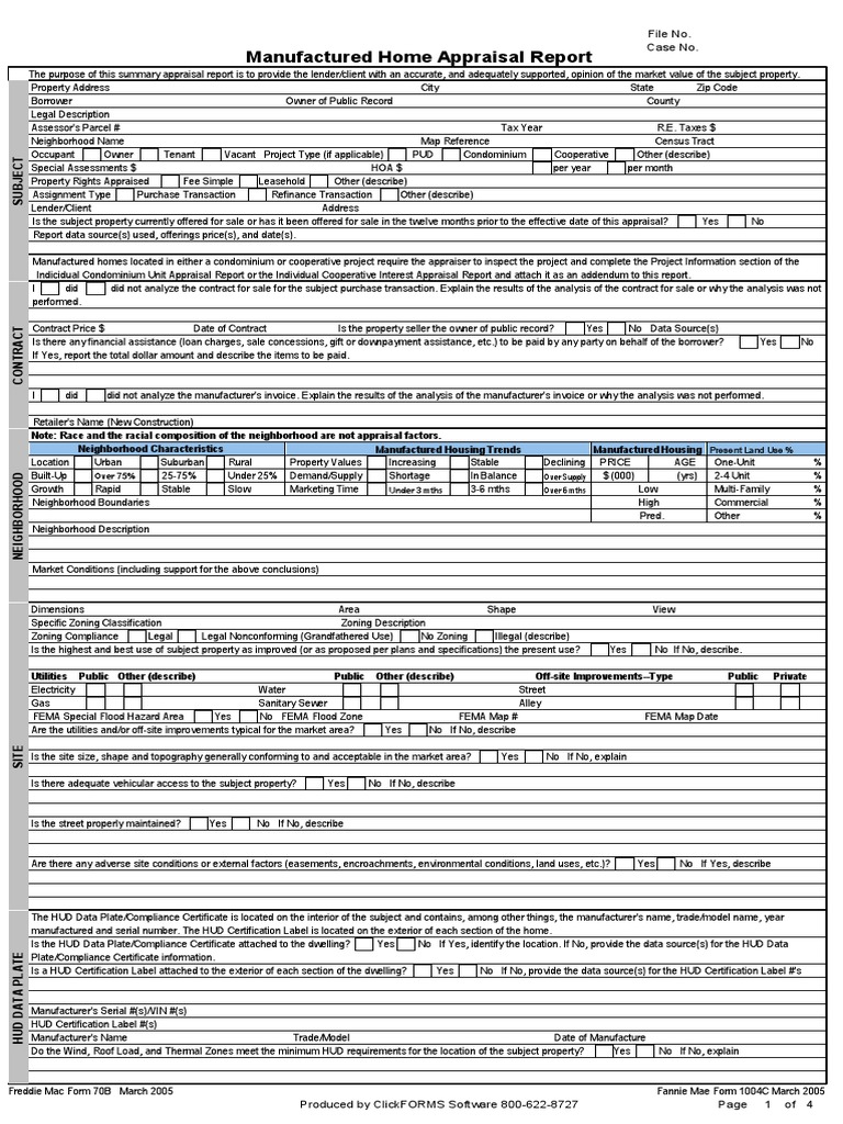 Fnma 1004C | PDF | Real Estate Appraisal | Basement