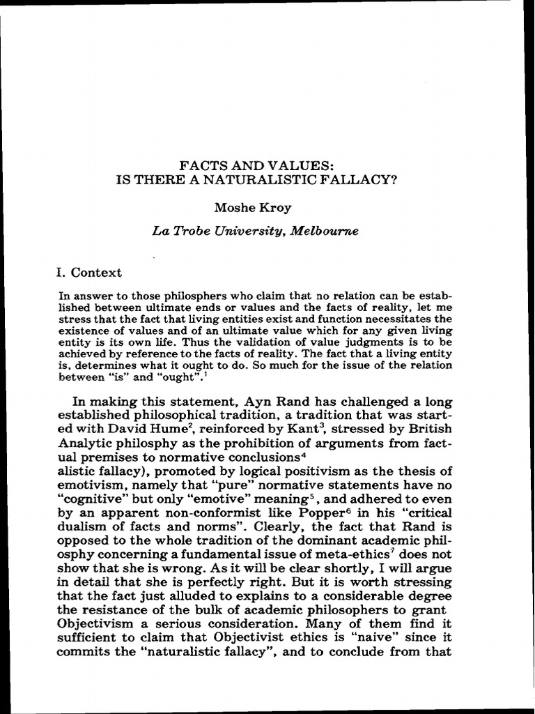 Facts There Naturalistic Fallacy?: Melbourne | PDF | Objectivism (Ayn ...