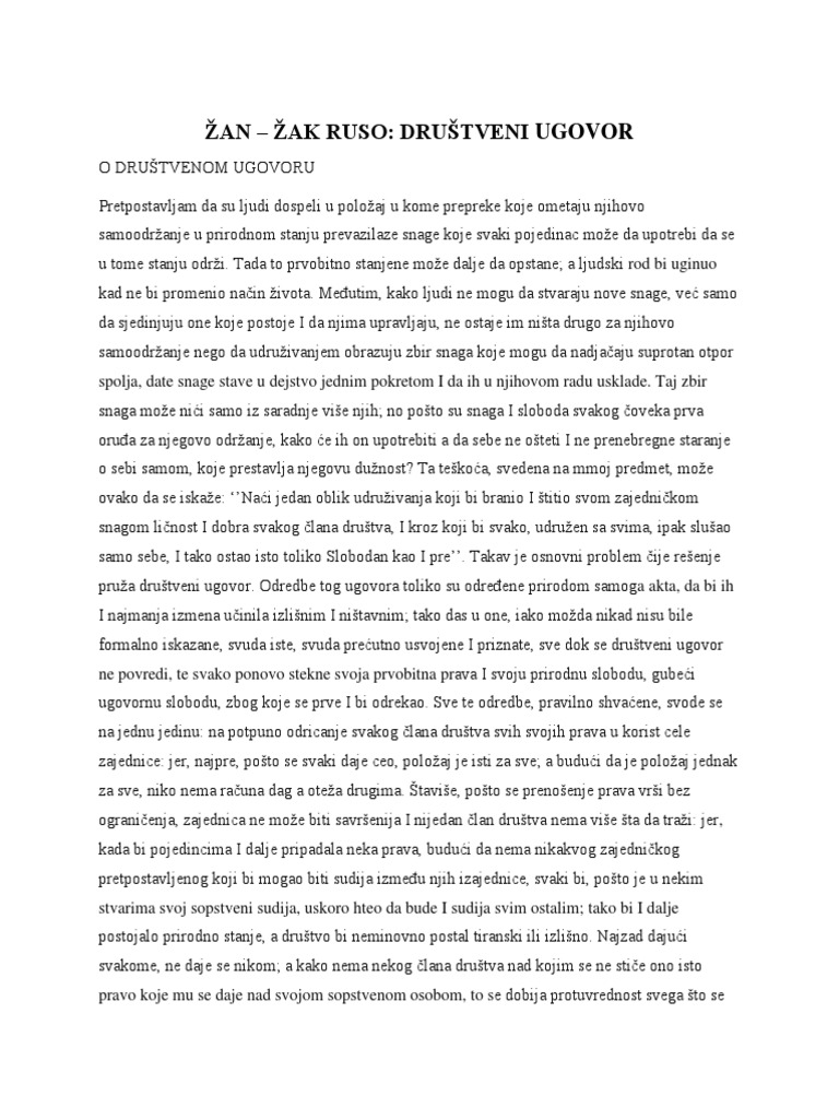 Žan - Žak Ruso - Društveni Ugovor | PDF