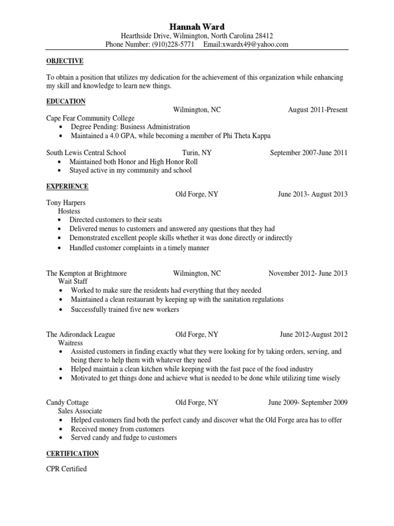 Hannah Ward's Resume: Business Student | PDF | Career & Growth | Business