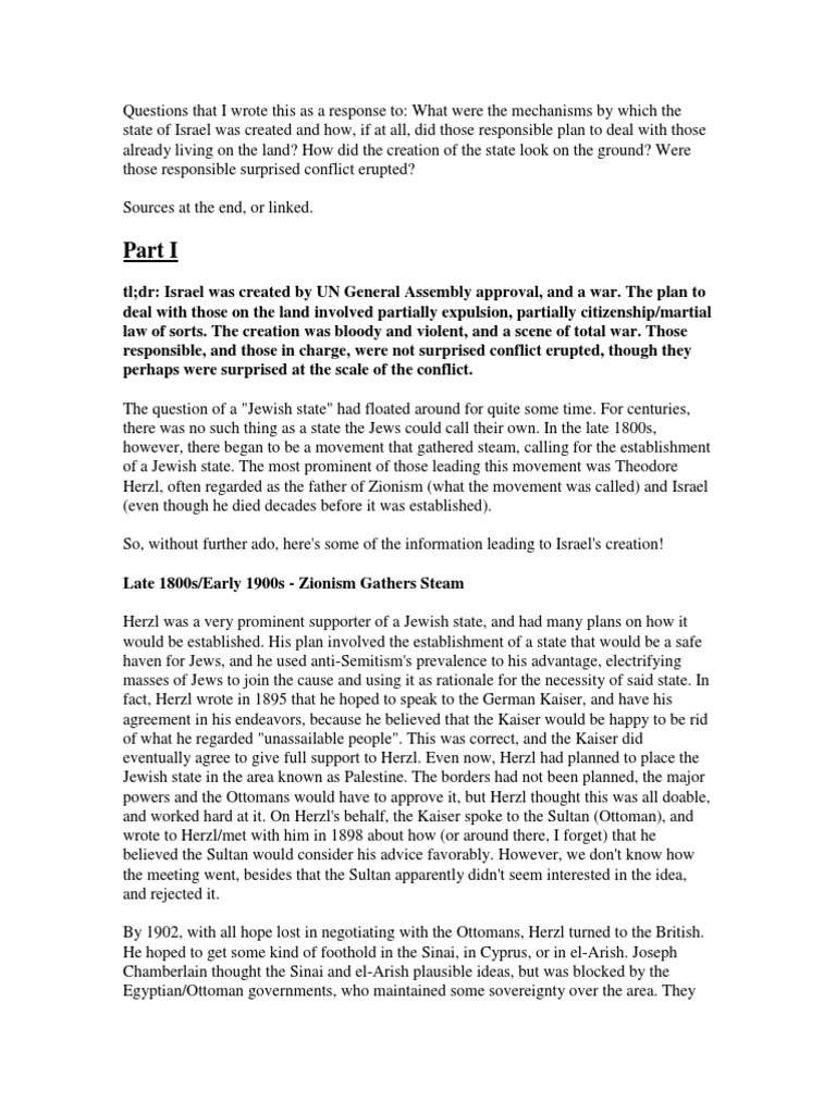 Creation of Israel: 1948 Conflict Insights | PDF | Mandatory Palestine ...