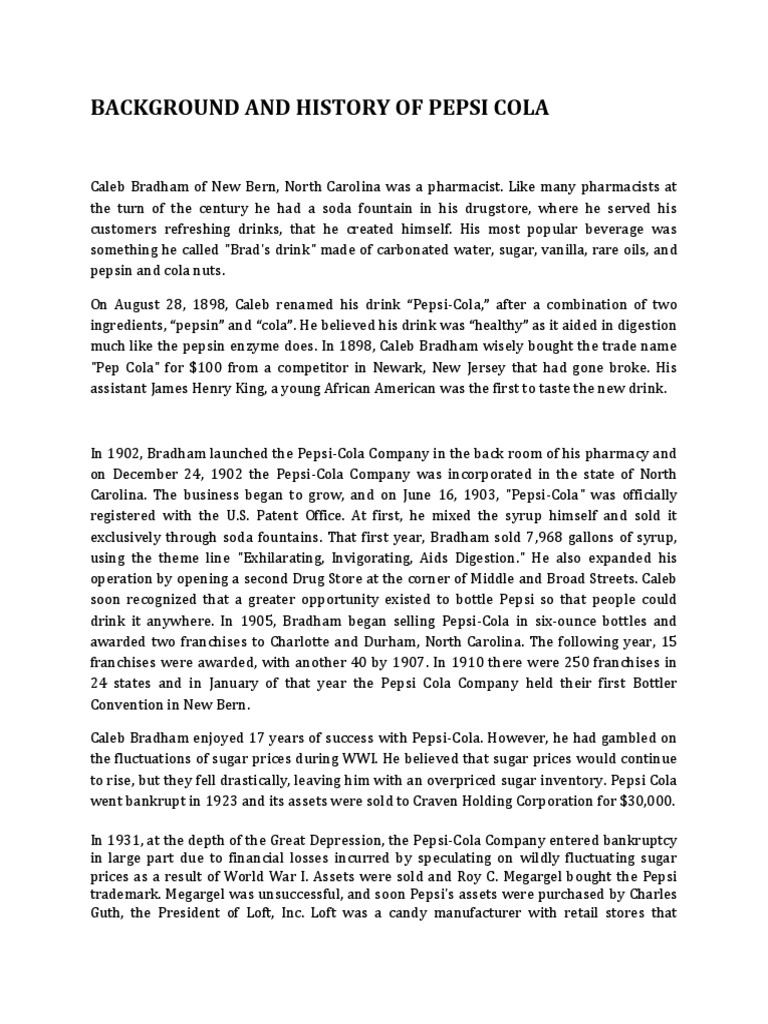 Caleb Bradham of New Bern | PDF | Travel